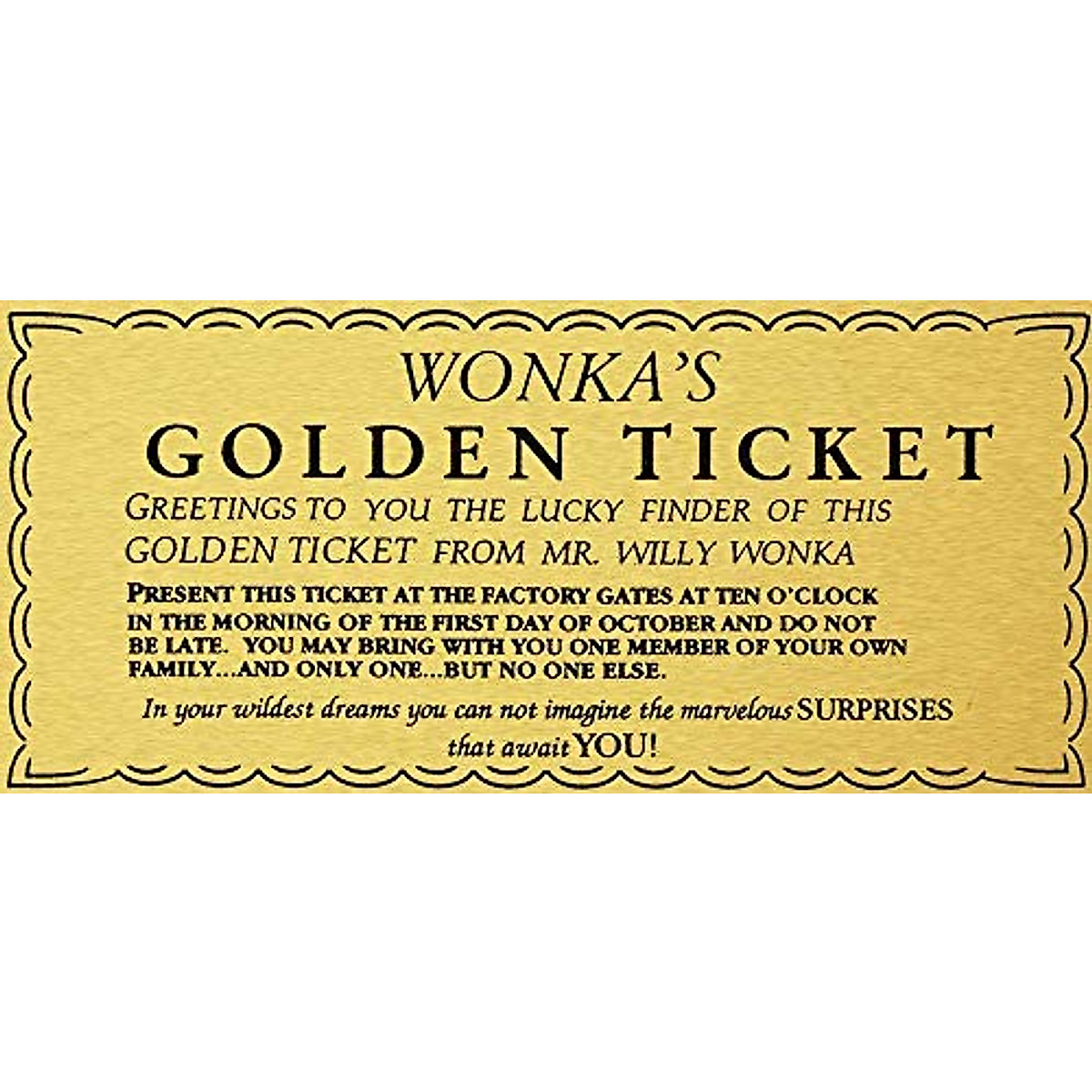 NNHG Tin Sign 8x12 inches Willy Wonka Golden Ticket Charlie Chocolate Factory Metal Sign