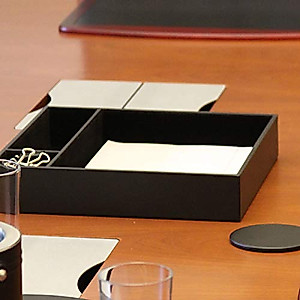 Dacasso Black Leatherette Conference Room Organizer Tray