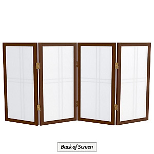 2 ft. Short Desktop Double Cross Shoji Screen - Walnut - 4 Panels