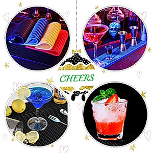 IMIYOKU Bar Mat Set of 3 Rubber Bar Service Spill Mat for Cocktail Bartender Coffee Bar or Countertop Mats Glass Drying Mat (Black, 18" x 12"+23" x 3"+12" x 6")