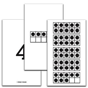 Didax Educational Resources 1-50 Ten-Frame 1–50 Cards, White, Black, 0.81 H x 6.0 L x 4.5 W, (211480)