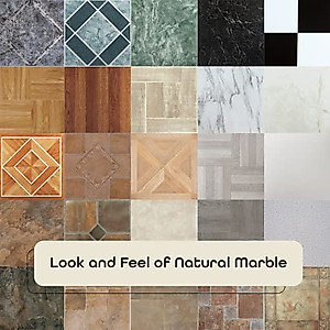Tivoli Self Adhesive Vinyl Floor Tiles, 45 Tiles - 12" x 12", Carrera Marble - Peel & Stick, DIY Flooring for Kitchen, Dining Room, Bedrooms, Basements & Bathrooms by Achim Home Decor
