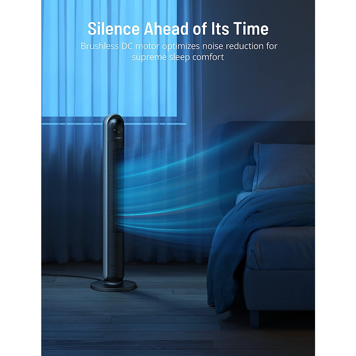 Tower Fan, Paris Rhône Oscillating Tower Fan with 12 Speeds, 24H Timer, 3 Modes, LED Display, Remote Control, Quiet Operation, Portable Bladeless Fan for Bedroom, Living Room, Home Office