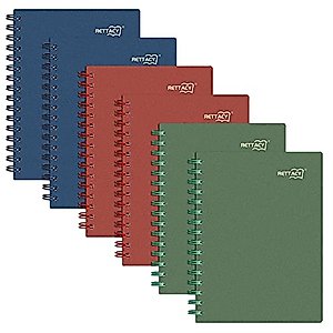 RETTACY Spiral Notebook 6-Pack - Notebooks College Ruled with 160 Pages per Pack, Pocket Notebook for Work, School, Writing, 100 GSM Premium Acid-Free Paper, Twin-Wire Binding, 4.5" × 5.7"