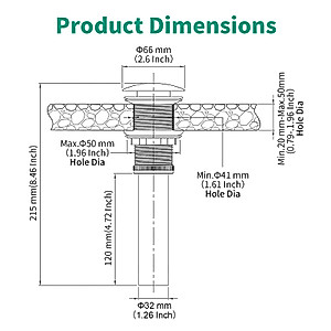 HEROBAI Bathroom Pop up Drain Without Overflow, Anti-Clogging Vessel Sink Drain Strainer, Pop Up Drain with Detachable Basket, Hair Catcher Bathroom Sink Drain Stopper (Brushed Gold)