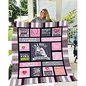 Ultra Soft Nurse Theme Blanket Microfiber Plush Sherpa Blanket Gifts for Women Nurses Warm Cozy Fuzzy Throw Blanket for Bed and Couch (Nurse Blanket01, 130cm x 150cm(51'' x 59''))