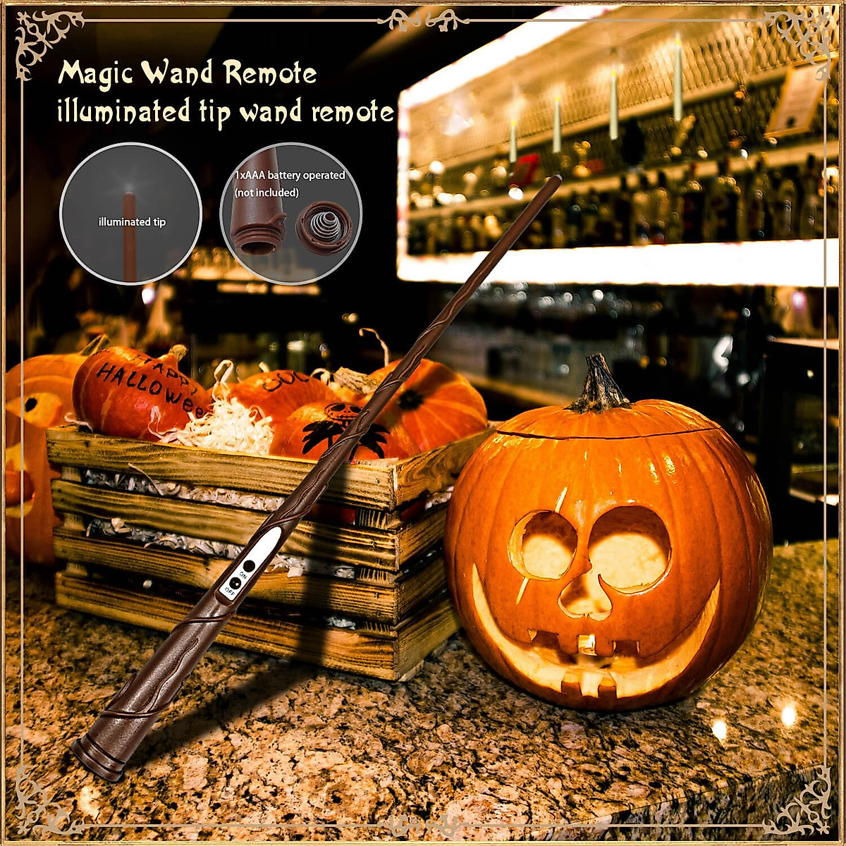 ZLIEC Halloween Decorations, 20 pcs Floating Candles with Magic Wand Remote, Flickering Warm Light, Hanging Flameless Taper Candles, Battery Operated Window Candle, Theme Party Decor, Birthday Gift