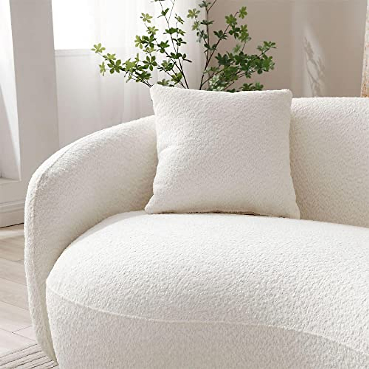 KEVINSPACE 94" Curved Sofa Modern Curved Couch Living Room Mid Century Luxury Style, 4-Seat Boucle Fabric Couch for Bedroom, Office, Apartment,Beige