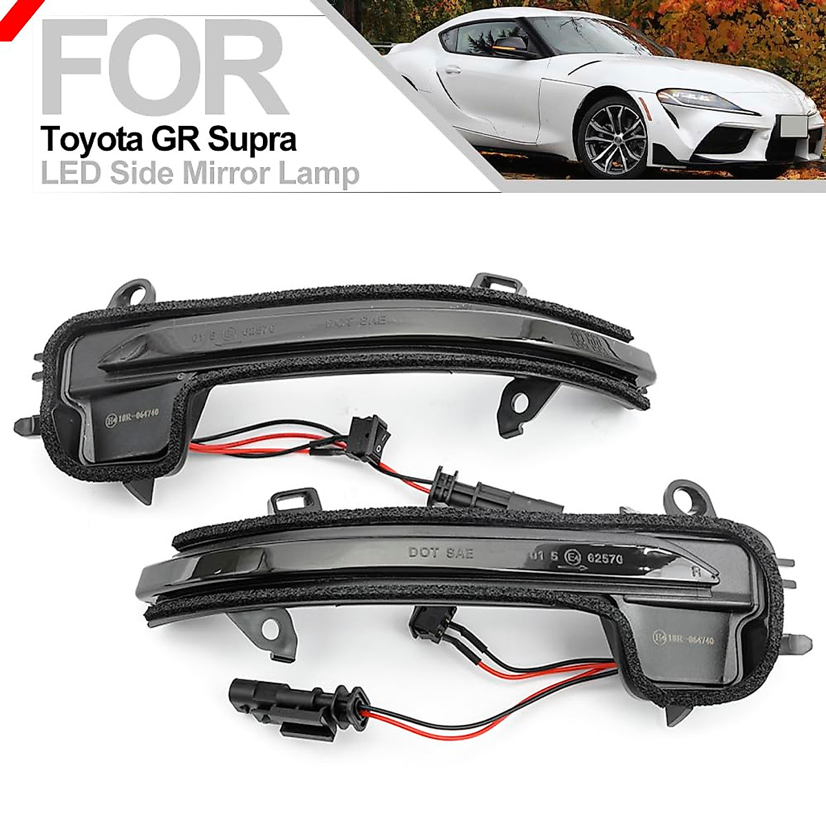 LED Dynamic Side Mirror Turn Signal Lights for 2020-2023 Toyota GR Supra Smoked Lens Sequential Turn Signal Lights Indicator Accessories LED Side Mirrors Marker Lamps