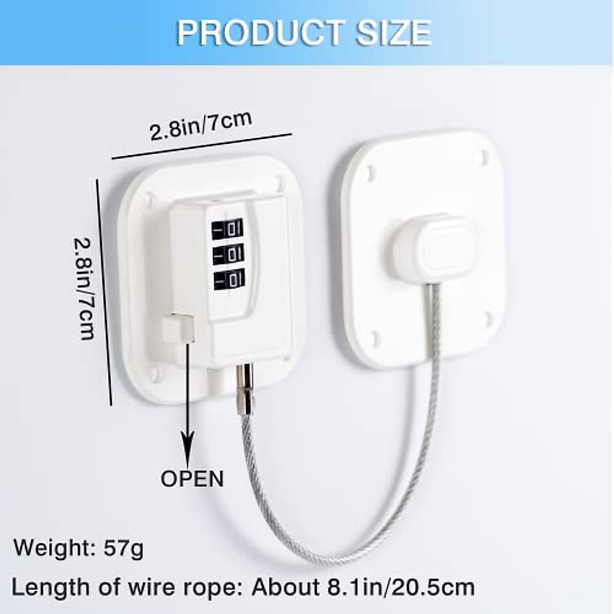 Refrigerator Lock Combination 4 Pack Fridge Locks for Adults Mini Fridge Locks for Kids Refrigerator Adhesive Lock Freezer Door Lock Child Safe Keyless Digital Refrigerator Lock Childproof White