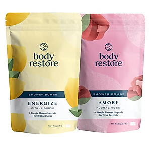 Body Restore Shower Steamers Aromatherapy (15 Packs x 2) - Gifts for Mom, Gifts for Women & Men, Shower Bath Bombs, Citrus Grove, Rose, Essential Oils, Stress Relief
