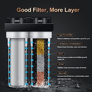 WINGSOL 2-Stage Water Purification Unit - Reduces Heavy Metals, Chlorine, Sediment, and Rust - NSF Certified - Polypropylene Material - 2.8GPM Flow Rate