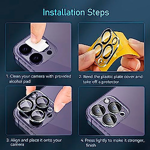ivoler [4 Pack] Camera Lens Protector for iPhone 14 Pro Max /14 Pro Camera Screen Protector Tempered Glass[Case Friendly][New Version],Scratch-Resistant,Easy Installation,Clear+Black Circle