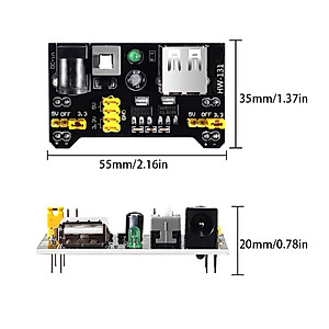 MELIFE 5pcs MB102 3.3V/5V Breadboard Power Supply Module for Board Breadboard