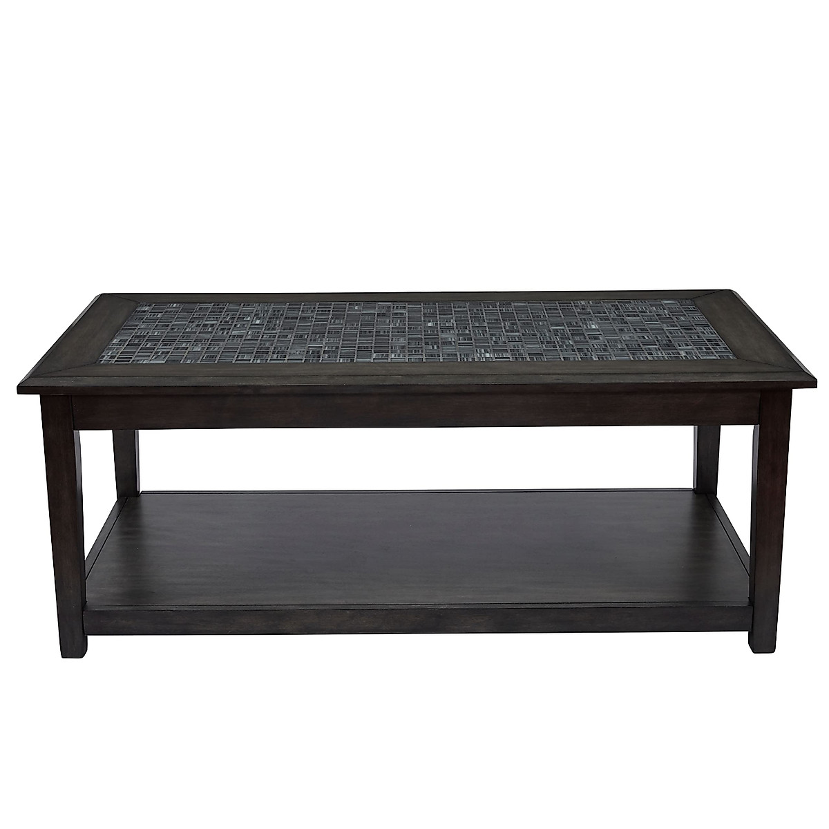 Jofran Grey Mosaic Cocktail Table, 48" W X 26" D X 19" H, Dark Finish, (Set of 1)