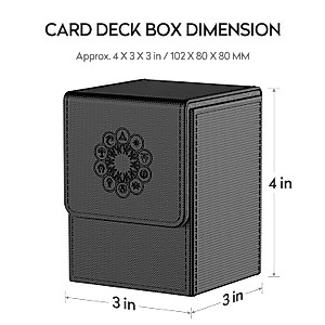 MIXPOET Deck Box compatible with MTG Cards, Trading Card Case with 2 Dividers per Holder, Large Size for 100+ Cards (Elementals-Black)