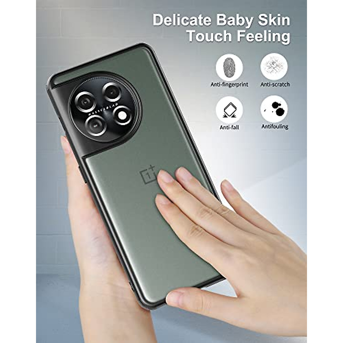 Feitenn for Oneplus 11 5G Case, PC+TPU Hard Back Shockproof Case Cover for Oneplus 11 5G Anti-Slip Matte Slim Protective Case Outdoor Daily (Black)