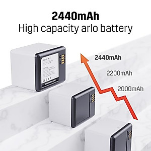 XYT-TECH 1-Pack Replacement Arlo Pro 2 Battery Compatible with Alro Pro, Alro Pro 2 Camera 2440mAh
