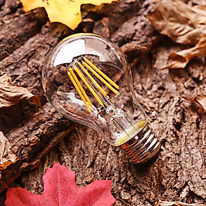 YFXRLIGHT Vintage Edison LED Bulb, Dimmable 6W A19 Antique LED Bulb, 60 Watt Equivalent for Ceiling Fan and Pendant Lighting, E26 Clear Glass Cover, Soft Warm White 2700k, 550LM, Pack of 6