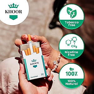 KHOOR Herbal Cigarettes - 2 Packs Menthol Flavor, Herbal Cigarette Alternative for Smokers Seeking a Tobacco & Nicotine-Free Cigarette Alternative, Non-Nicotine and Refreshing (40 smokes)
