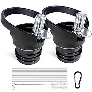 Morla Standard Size Straw Lid Compatible with Hydro Flask Standard Size Bottle and Simple Modern Ascent Bottle,2-Pack(Black).