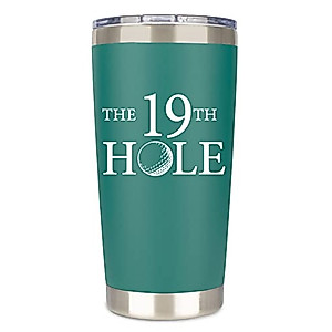 JENVIO Gifts for Golfers | The 19th Hole | Stainless Steel Travel Tumbler with 2 Lids 2 Straws Gift Box and Card | Unique Cool Funny Valentines Golf Stocking Stuffers Husband Dad Stuff Cup