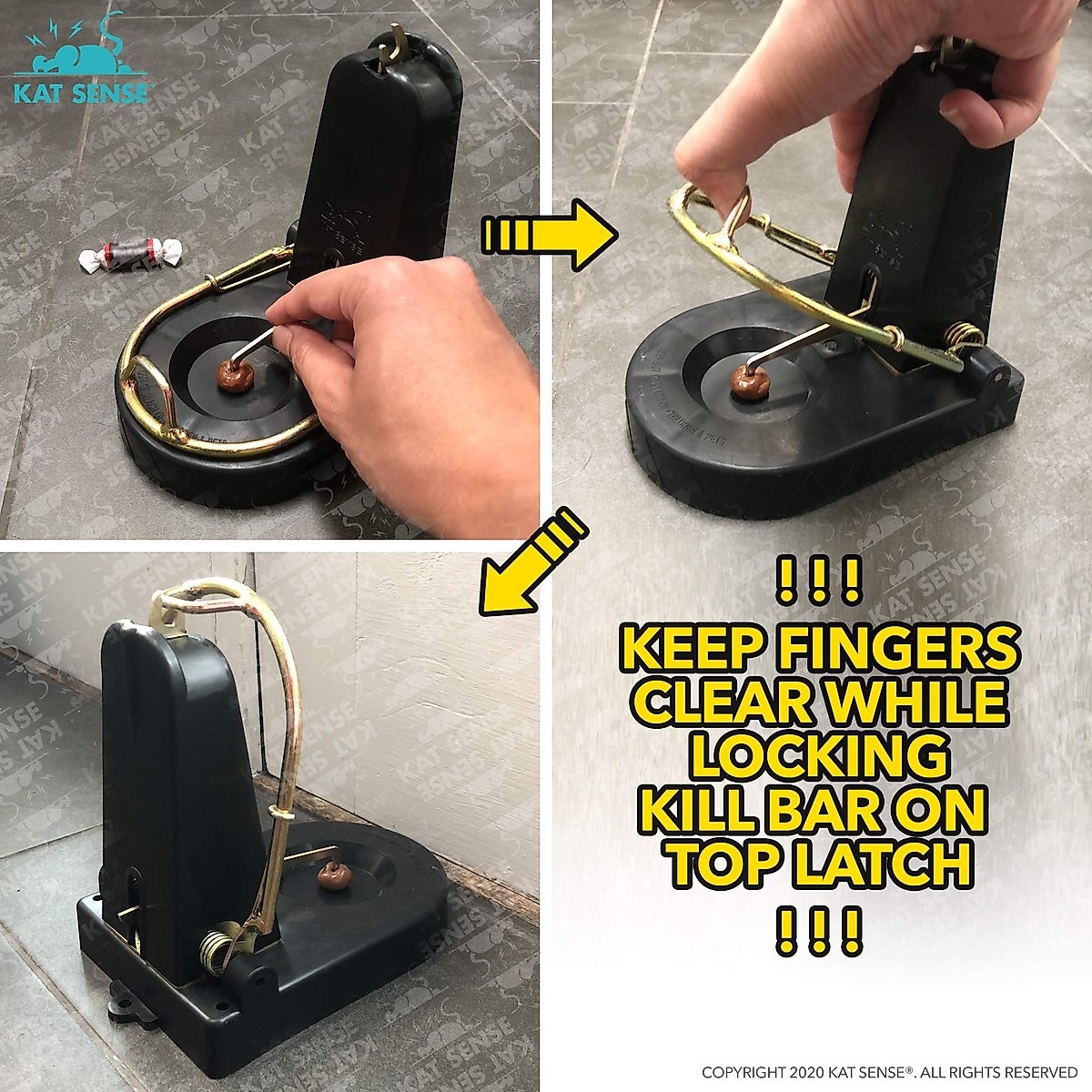 Kat Sense XXL Large Rat Traps, Not All Rodent Traps are Created Equal & This Heavy-Duty Spring Trap Will Prove It - Reusable Pest Control Trap for Rats, Squirrels, and Chipmunks 2 Pack