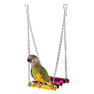 SONGBIRDTH Parrot Swing Toys - Pet Bird Parrot Parakeet Budgie Cockatiel Wooden Cage Hammock Swing Hanging Toy for Medium and Small Parrot