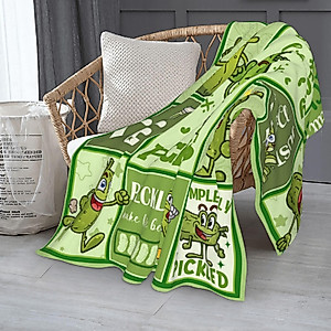 Pickle Throw Blanket for Pickles Lovers, Funny Pickle Gift Blanket for Adults Kids, Warm Soft Fuzzy Flannel Throw Blankets for Sofa Bed Camping Travel Home Decor 40"x50" - Kids/Baby