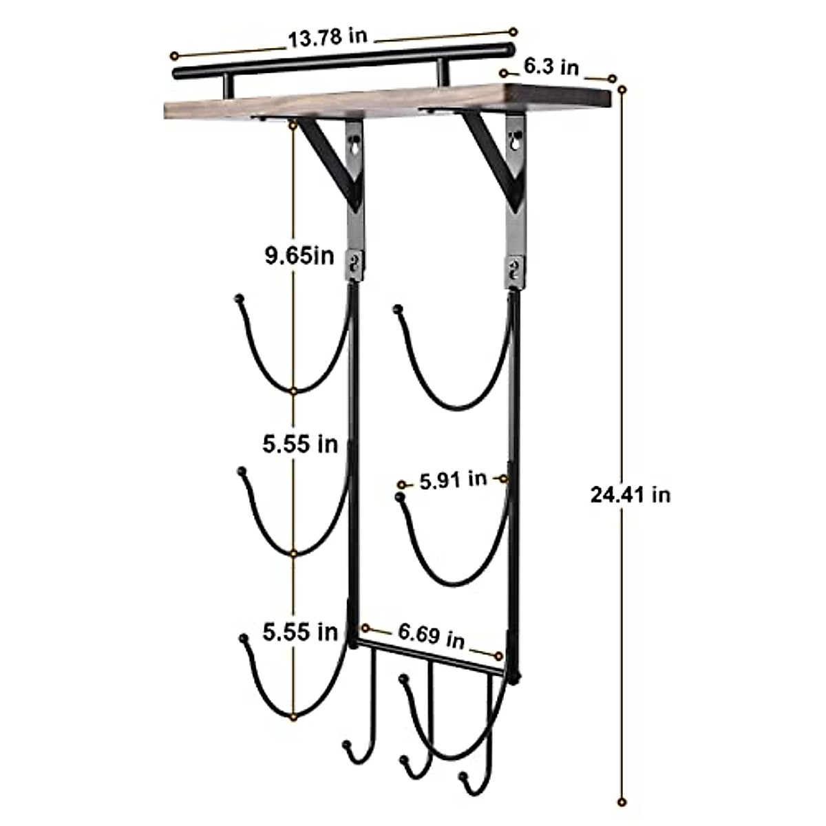 Towel Rack Holder for Bathroom Wall Mounted,Metal Towel Racks with Wooden Shelf and 3 Hooks,Storage Organizer for Bath Towel,Beach Towel,Hand Towel,Washcloth,Small Towel