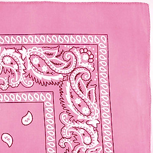 TZ Promise 12 Pack 100% Cotton Paisley Bandana Head Wrap (Baby Pink)