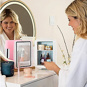 Cooluli Skincare Mini Fridge for Bedroom - Car, Office Desk & Dorm Room - Portable 4L/6 Can Electric Plug In Cooler & Warmer for Food, Drinks, Beauty & Makeup - 12v AC/DC & Exclusive USB Option, Pink