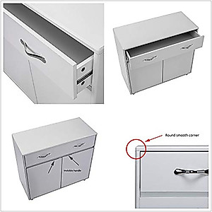 GLCHQ Storage Drawer File Cabinet nightstand Side Cabinet Cupboard Sideboard for Office or Living Room Kitchen Room (Two Doors, White)