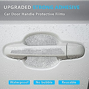 Ourzop 8Pcs Car Door Handle Sticker,Silver Bling Cup Scratches Protector Door Handle Side Sticker Scratch Protector Door Handle Paint Scratch Protection Protective Film