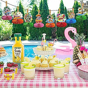 Uyoulis Set of 8 Premium 3D Double-Sided Paper Honeycomb Centerpiece Decorations for Summer Pool Hawaiian Beach Parties - Desktop Decor, Birthday Photo Props, and Holiday Party Supplies