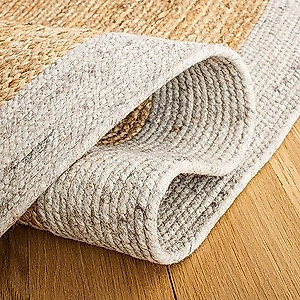 Natural Round Jute Rug 1'x1'/ 3'x3'/ 6'x6'/ 10'x10' Ft for Bedroom- Handwoven Farmhouse Round Rug for Dinning Table- Braided Circle Rug for Living Room (4' x 4' Ft, White)