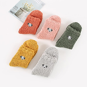 Athletic Plush Socks for Women Warm Fuzzy Socks with Grip Non Slip Socks Yoga Pilates Socks Athletic Socks 5 Pack Knit Dogs 5 Pack