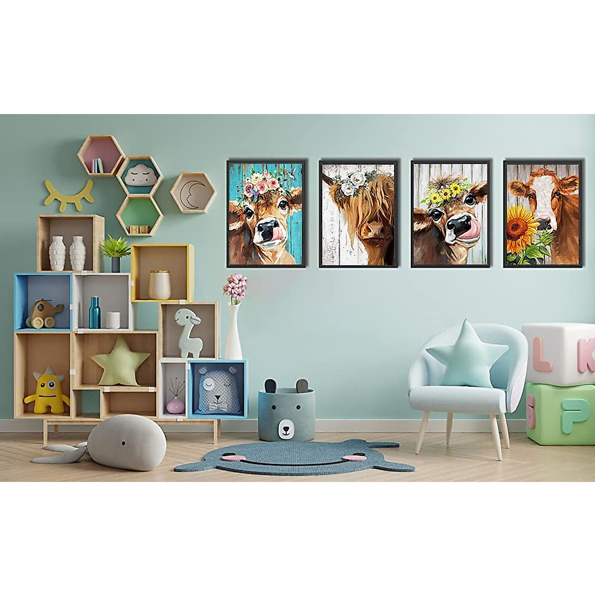 GemZono 4 Pack Diamond Painting Kits for Adults DIY 5D Diamond Art Paint with Round Diamonds Full Drill Cow Gem Art Painting Kit for Home Wall Decor Gifts(12x16inch/30×40cm)