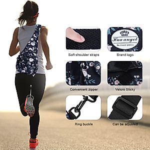 HUA ANGEL Floral Sling Bag - Small Crossbody Backpack Shoulder Bag for Men Women Hiking Travel Cycling Chest Bag Daypack