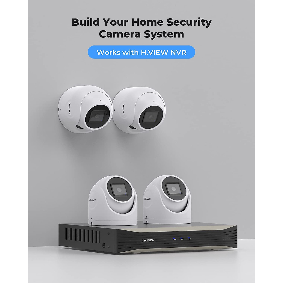 (Hikvision Compatible) H.VIEW 5MP Outdoor POE Camera Dome Turret IP Security Camera, 100ft IR Night Vision, 2.8mm Fixed lens, H.265+ IP PoE Outdoor Camera, RTSP,RTMP WDR,Support SD Card