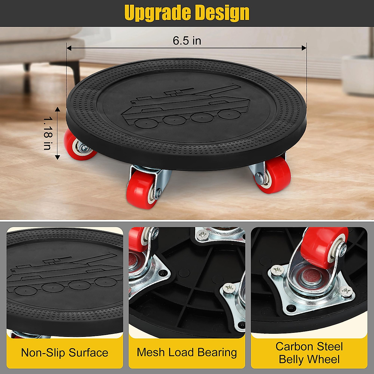 Lunarlipes Upgraded 6 Wheel Heavy Duty Furniture Movers, Moving Dolly Lifter Tool Set, 360 Swivel Silent Wheels, 1600 Lbs.Capacity, for Heavy Furniture Such as Refrigerators, Closets