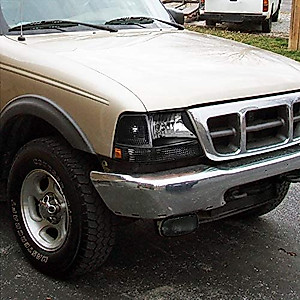 Carpartsinnovate For 98-00 Ford Ranger Pickup Euro Style Black Headlights Head Lamps Pair