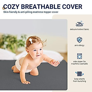 Avenco Gel Memory Foam Mattress Topper, Full Size Mattress Topper 2 Inch, Cooling Mattress Topper Full Size Bed with Breathable, Gel-Infused CertiPUR-US Foam for Pressure-Relief, Grey (AC-T5FM05)