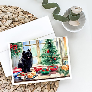 Caroline's Treasures DAC3865GCA7P Pomeranian Christmas Cookies Greeting Cards Pack of 8 Blank Cards with Envelopes Whimsical A7 Size 5x7 Blank Note Cards