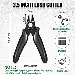 3 Packs 3.5 Inch Micro Cutter with Lock Flush Cutter Mini Wire Cutters Side Cutters Diagonal Cutting Pliers Small Flush Cut Pliers Jewelers Tools Soft Wire Snips Nippers for Electronic, Model, Black