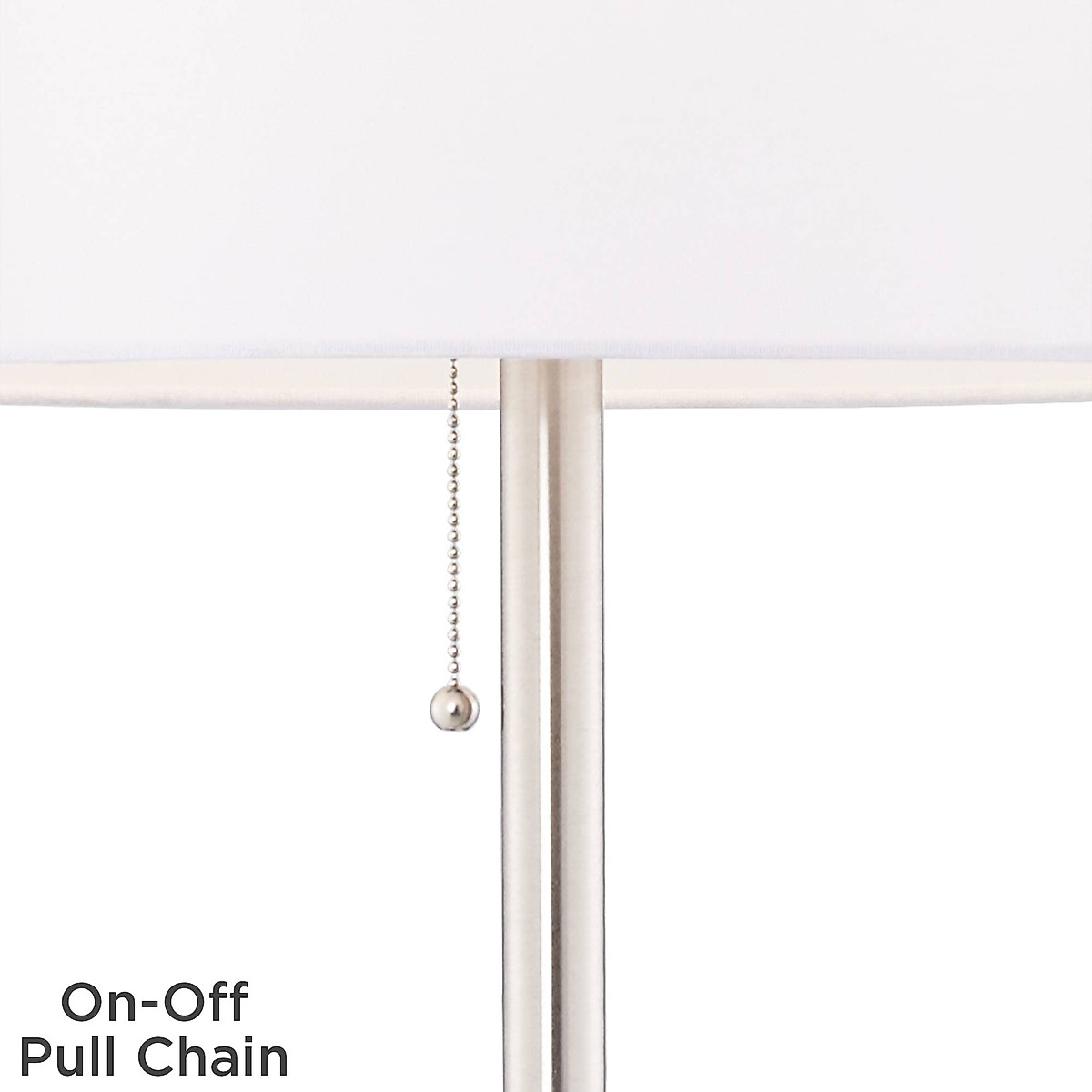 360 Lighting Caper Modern Floor Lamp with Tray USB and AC Power Outlet on Table Glass 60.5" Tall Satin Nickel White Fabric Drum Shade for Living Room Reading House Bedroom