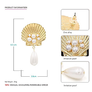 Seashell Earrings for Women, Sea Shell Earrings, Pearl Seashell Dangle Earrings Hypoallergenic, Cute Shell Earrings Studs, Cowrie Shell Drop Earrings, Shell Jewelry -s Funny Earrings