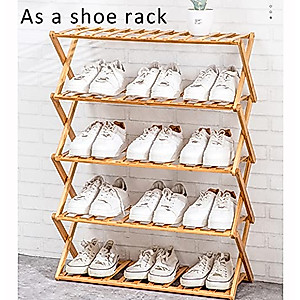 WUQIAO Foldable Large Shoe Rack Stackable Storage Shelves, No Need to Install, Stable and Durable, 5 Levels Large Capacity, Can Be Used As Decorative Racks and Flower Stand