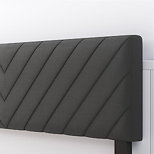 Upholstered Bed Frame Platform with High-Adjustable Headboard and Solid Wood Slats Support, Strong Weight Capacity, Non-Slip and Noise-Free,No Box Spring Needed, Easy Assembl,Grey (Queen)