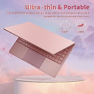 【Win 11 Pro/Office 2019】14" Laptop Narrow-Bezel FHD IPS 1920 x 1080 Display, 6G RAM,256GB SSD, Celeron J4105 CPU, Ultra-Thin and Portable, HDMI, 180 °Opening and Closing (6G+256GB SSD, Rose Gold)